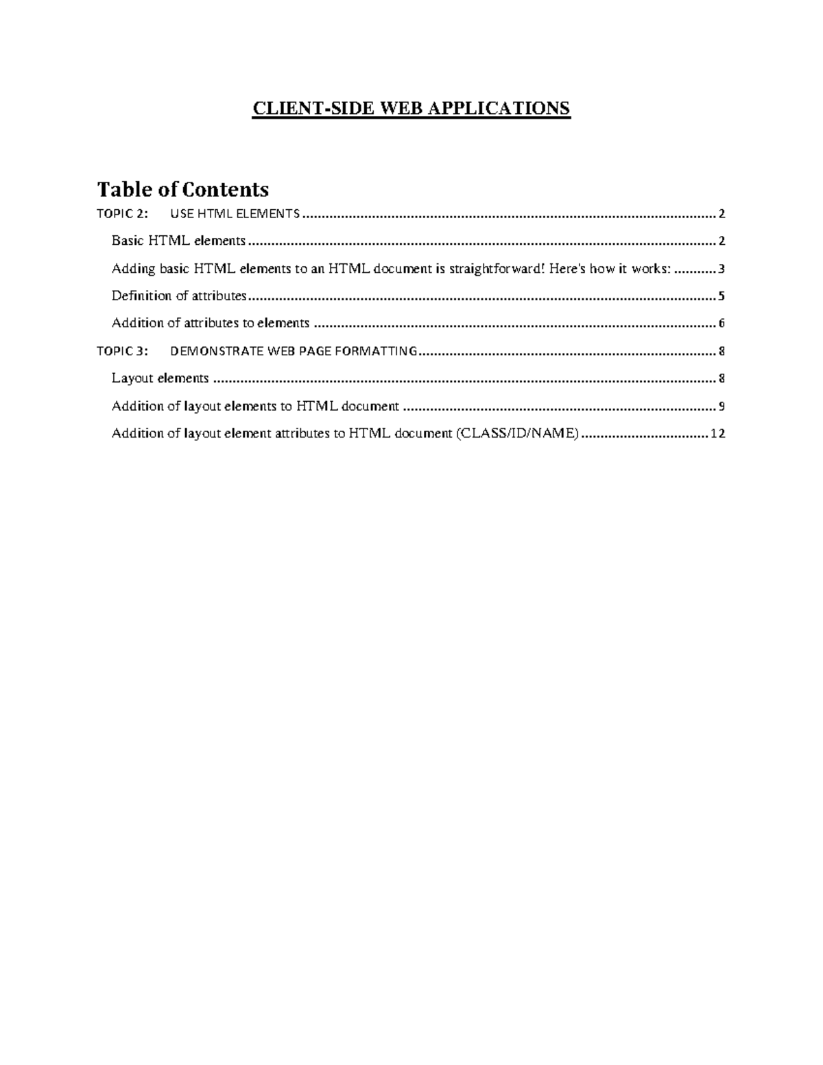 Client-SIDE WEB Applications Topic 2 AND 3 - CLIENT-SIDE WEB ...