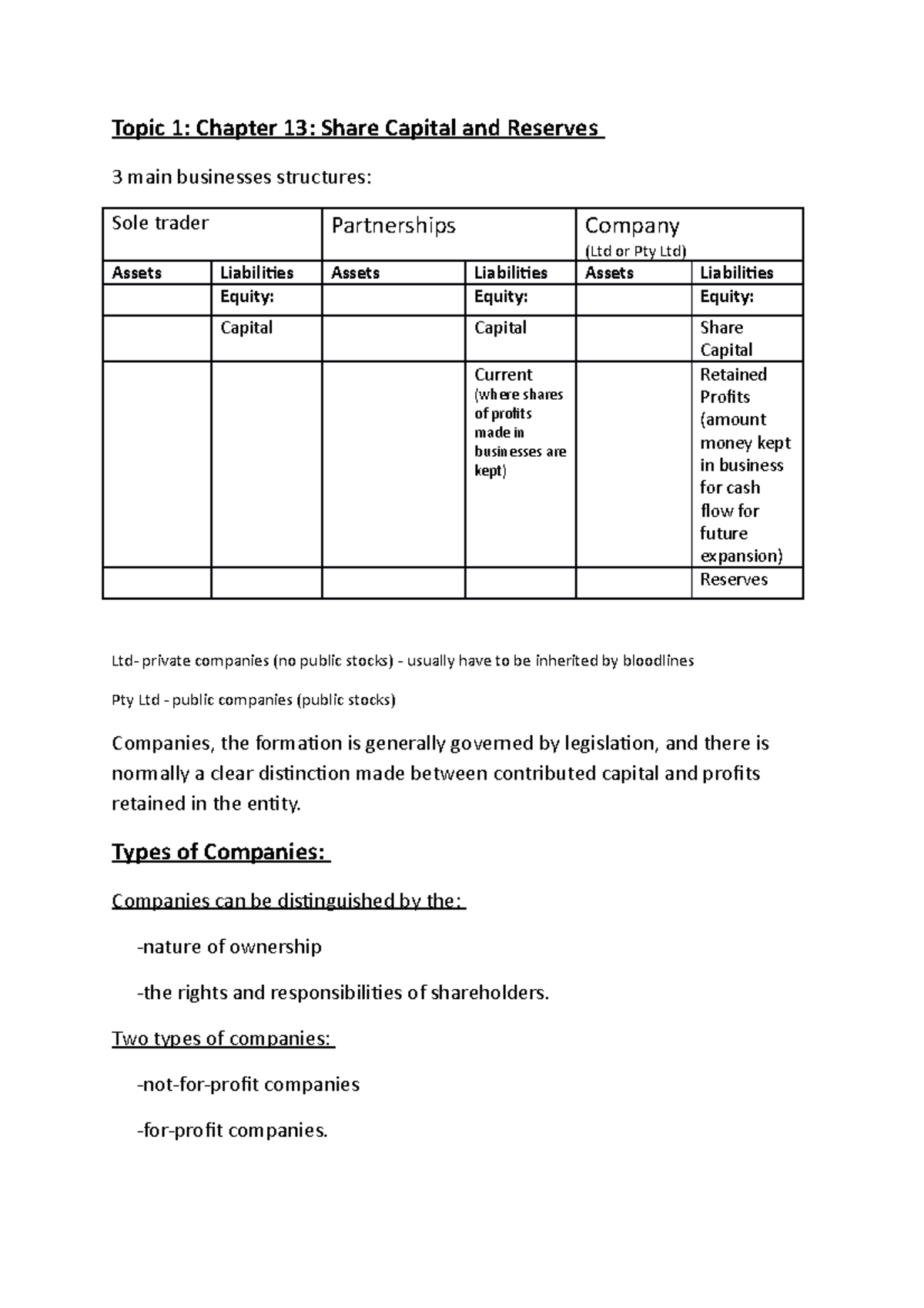 Corporate Accounting Lecture Notes Topic 1 To 5 Topic 1 Chapter 13