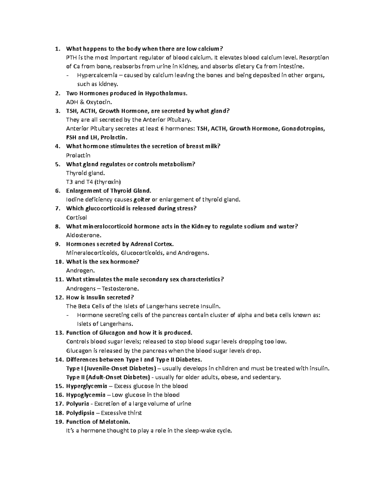 Endocrine study guide - VN 200 - Studocu