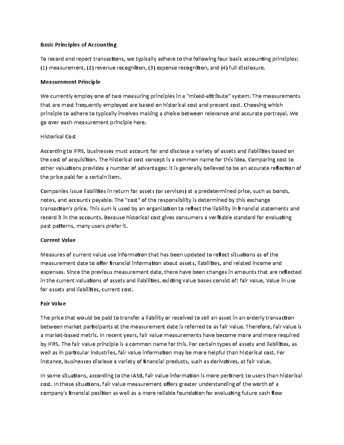 Basic Principle accounting - Basic Principles of Accounting To record ...