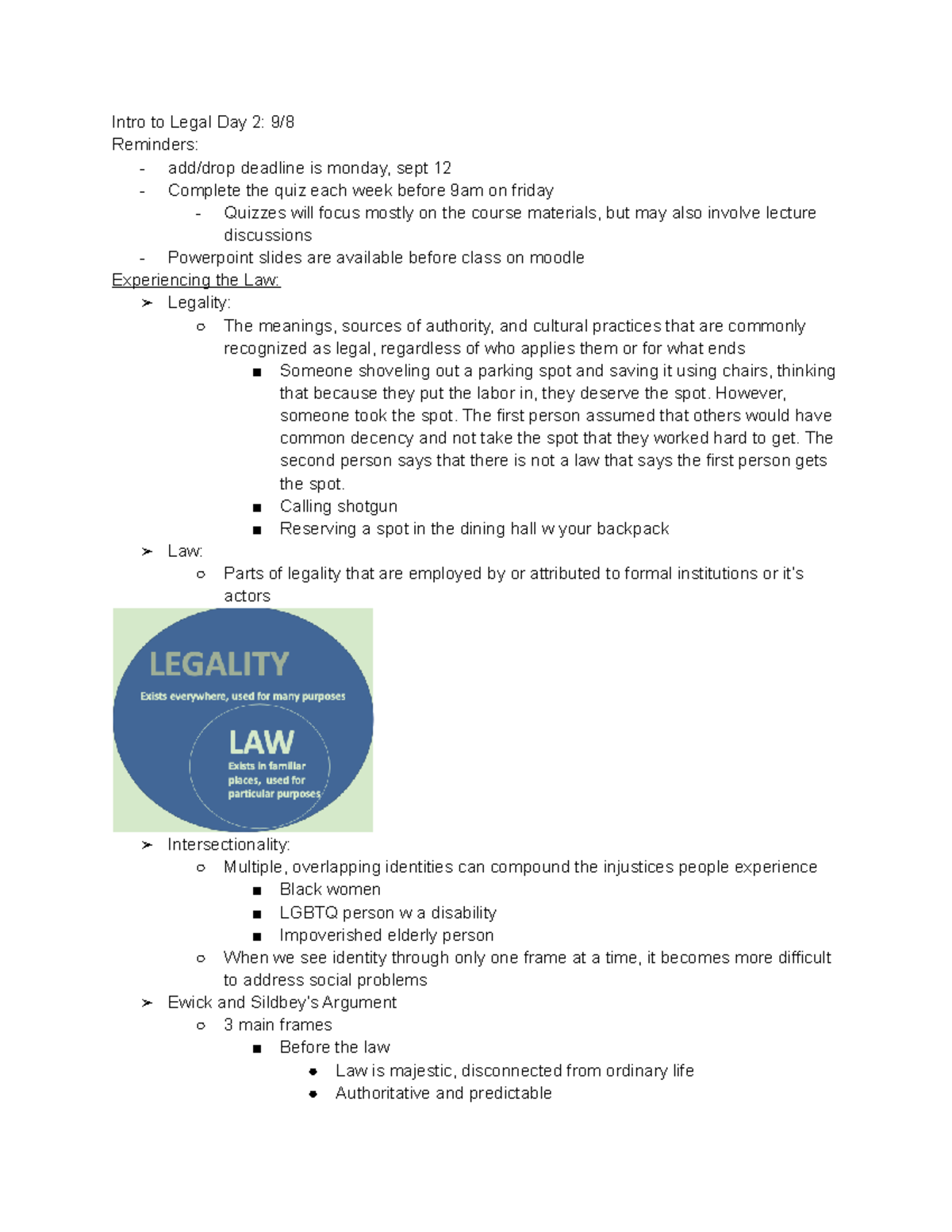 9 8 Intro to Legal Notes - Professor McCarthy - Experiencing the Law ...