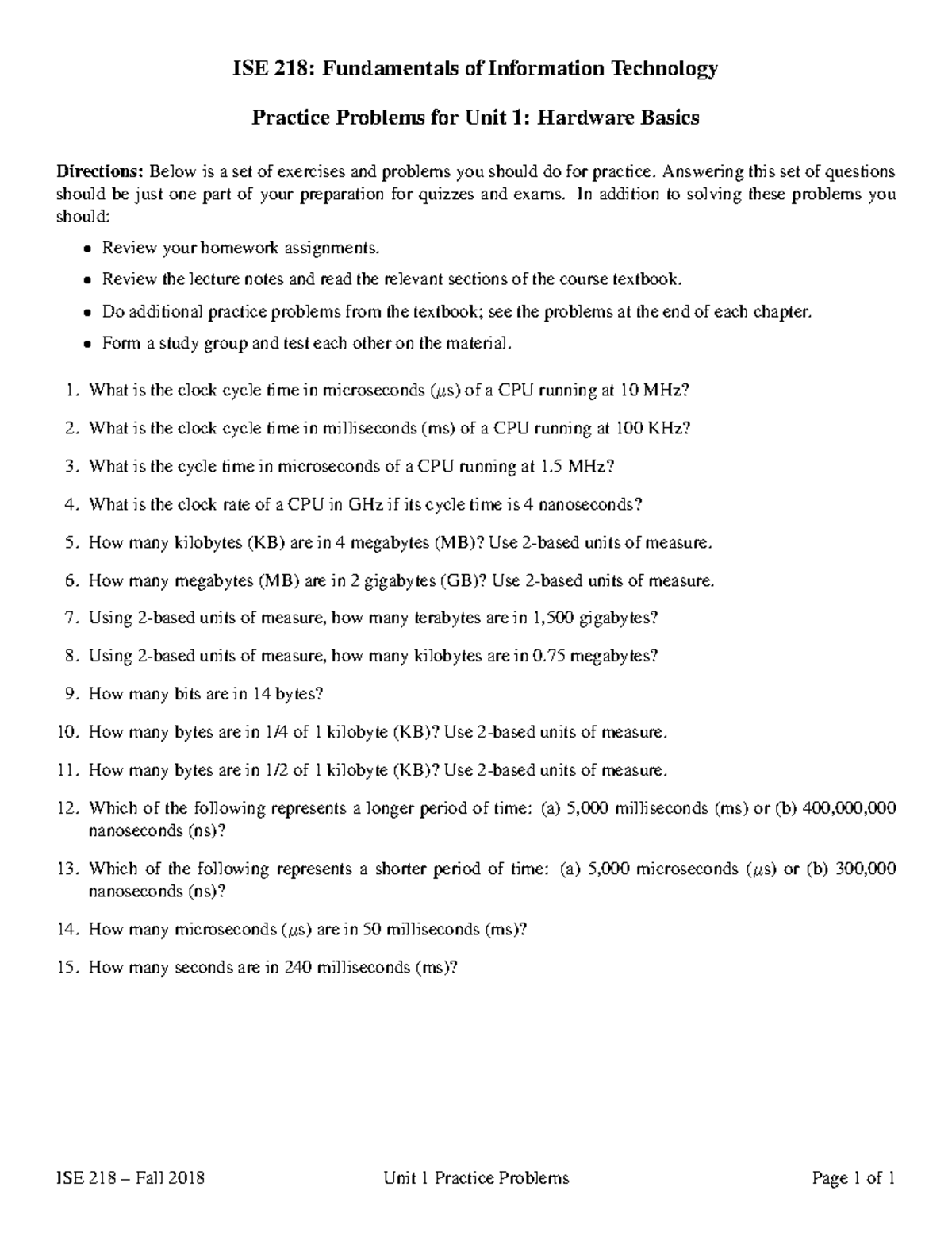 ISE218 Unit01 Practice Problems - ISE 218: Fundamentals of Information ...