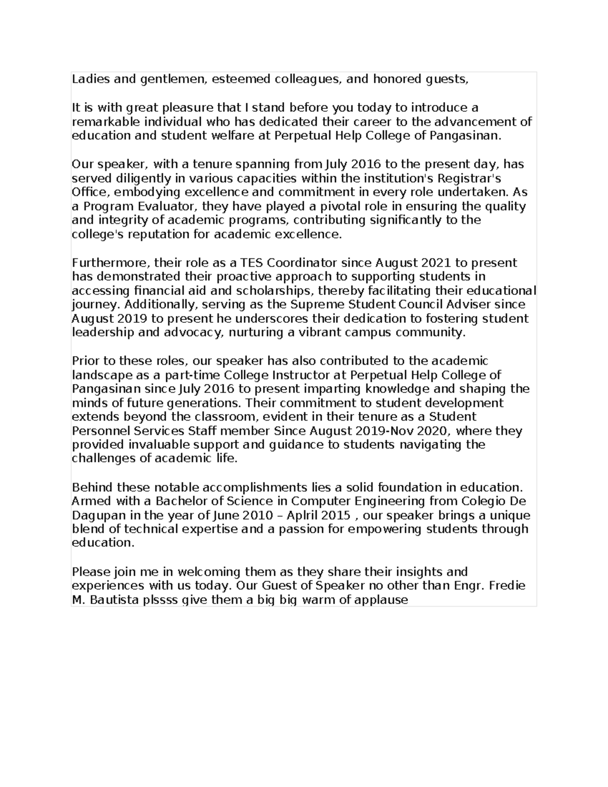 Introduce - Ladies and gentlemen, esteemed colleagues, and honored ...