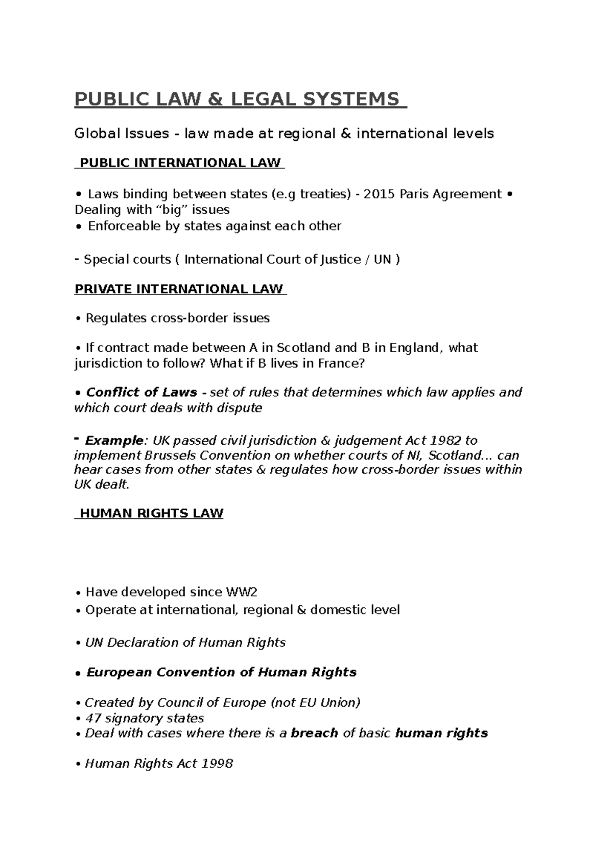 PL & LS 2 - PUBLIC LAW & LEGAL SYSTEMS Global Issues - law made at ...