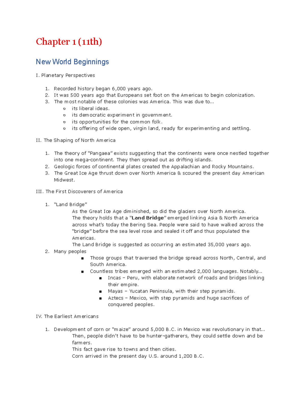 Part1 Studocu B1 - Chapter 1 (11th) New World Beginnings I. Planetary ...
