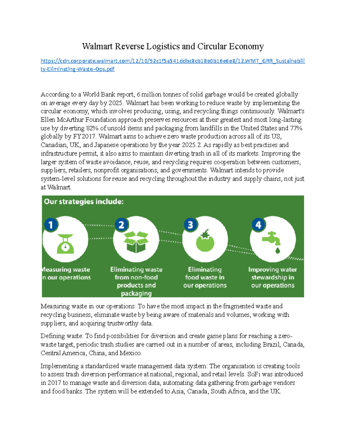Walmart Reverse Logistics and Circular Economy - - Studocu