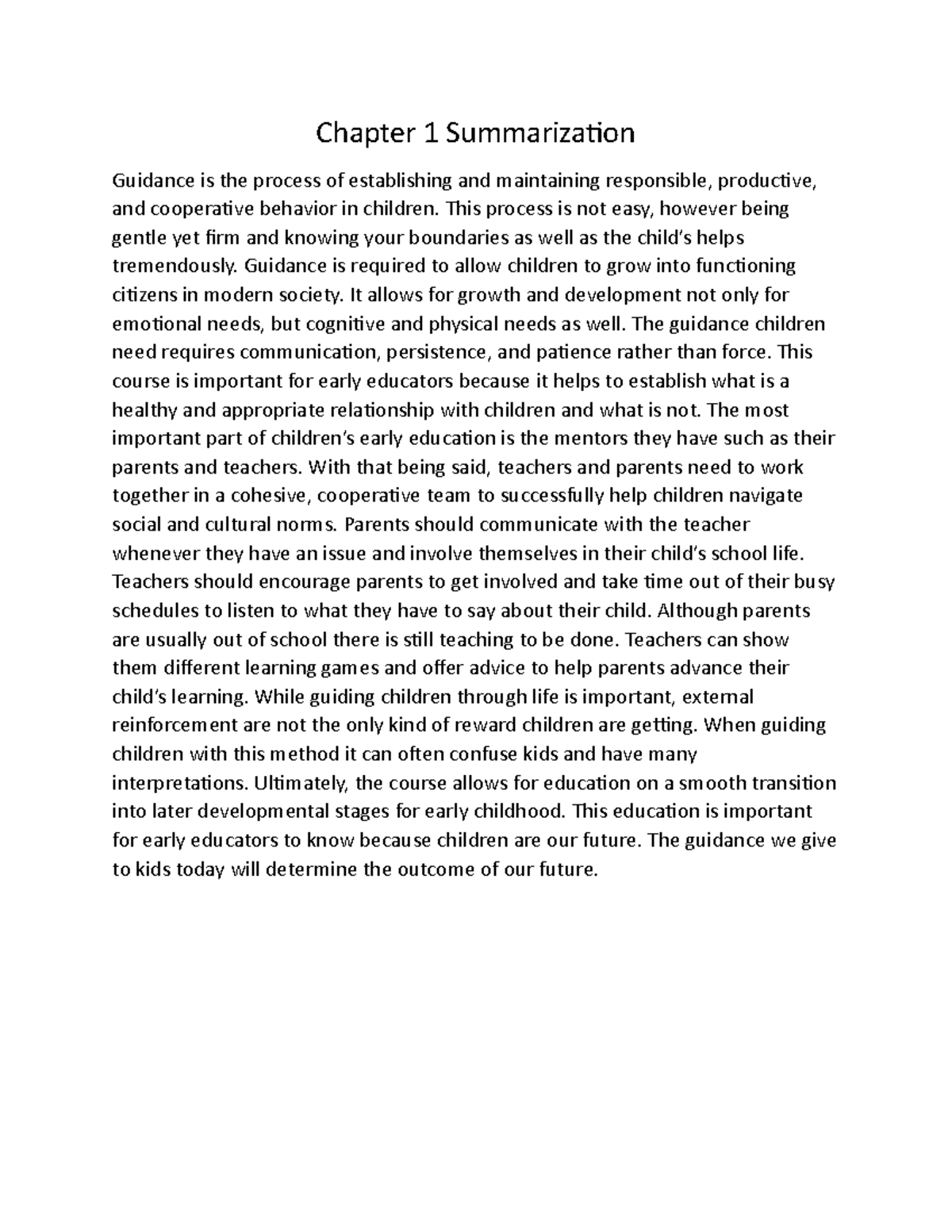 ECD 105- Ch. 1 summary- Caitlin Todd - Chapter 1 Summarization Guidance ...