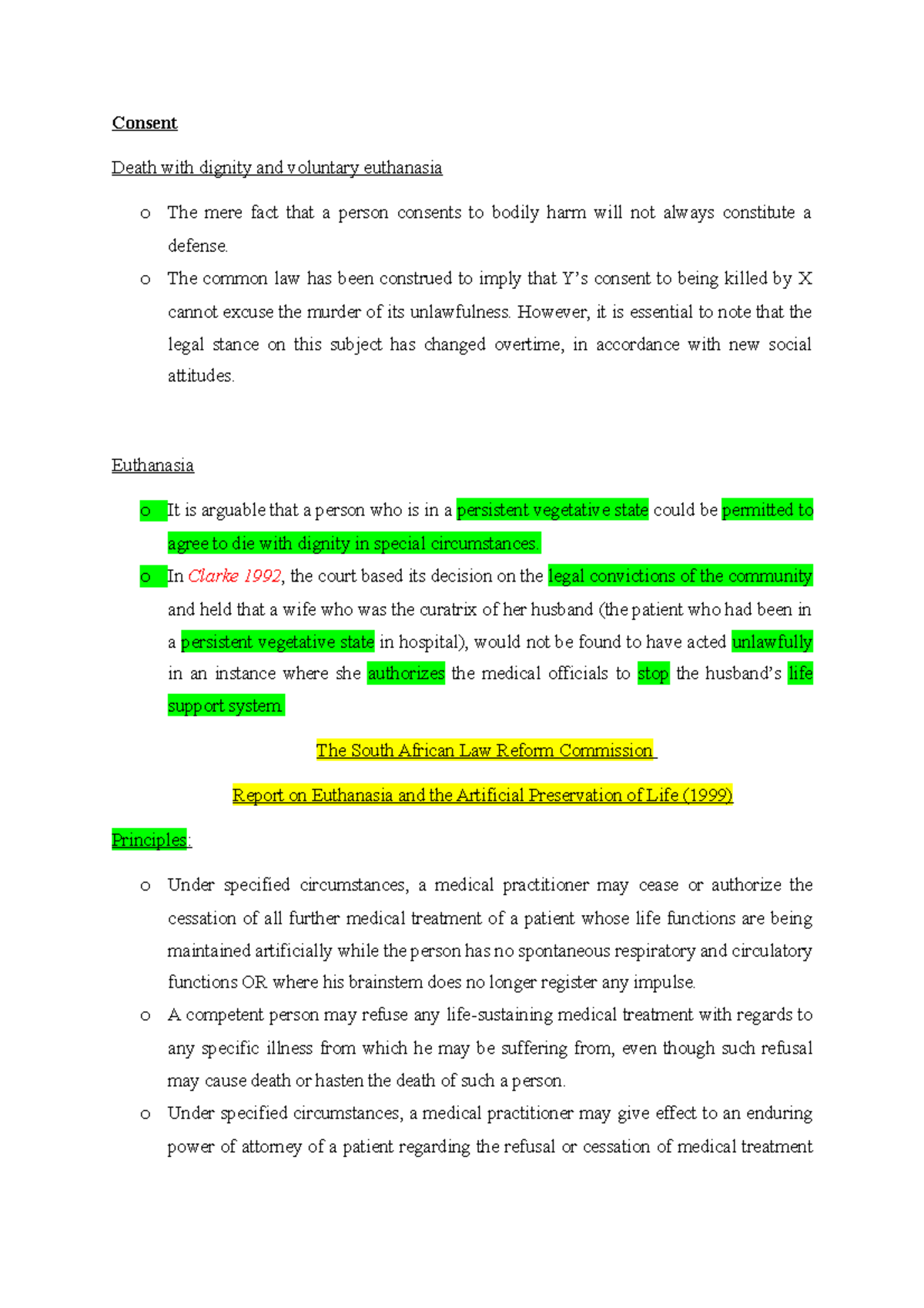 Notes on Euthanasia - Consent Death with dignity and voluntary ...