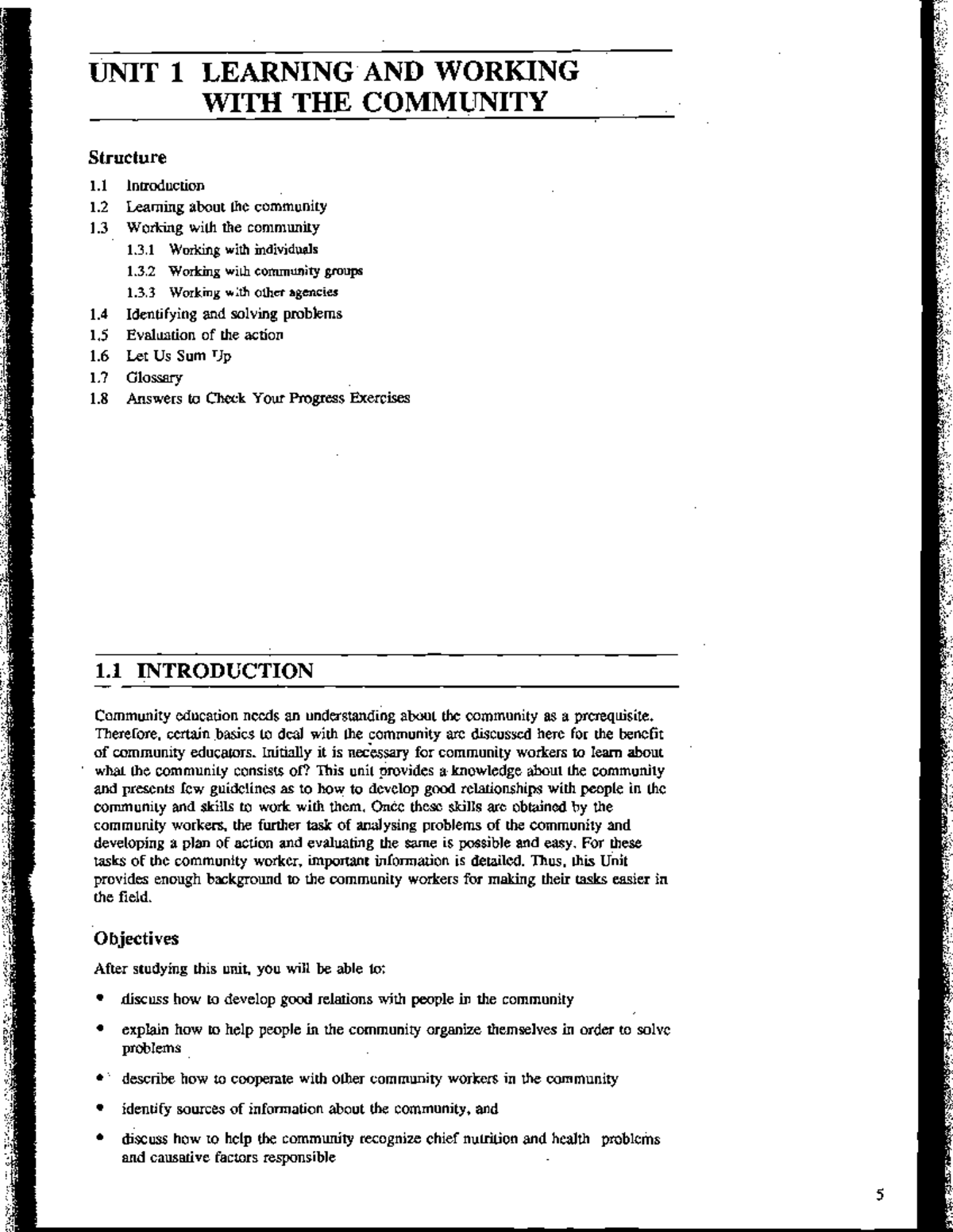 Unit-1 - ####### UNIT 1 LEARNING AND WORKING ####### WITH THE COMMUNITY ...