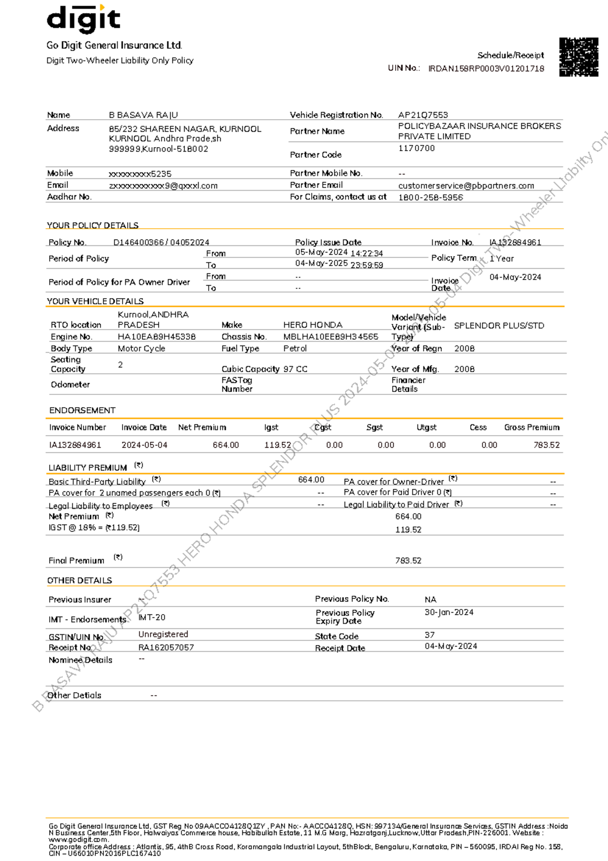D146400366 AP21Q7553 - Go Digit General Insurance Ltd. Digit Two ...