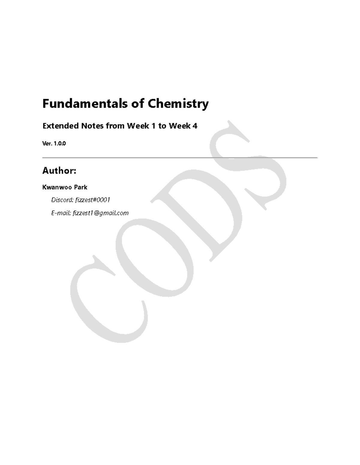 Fundamentals of Chemistry Extend Notes Week 1 - 4 - Fundamentals of ...