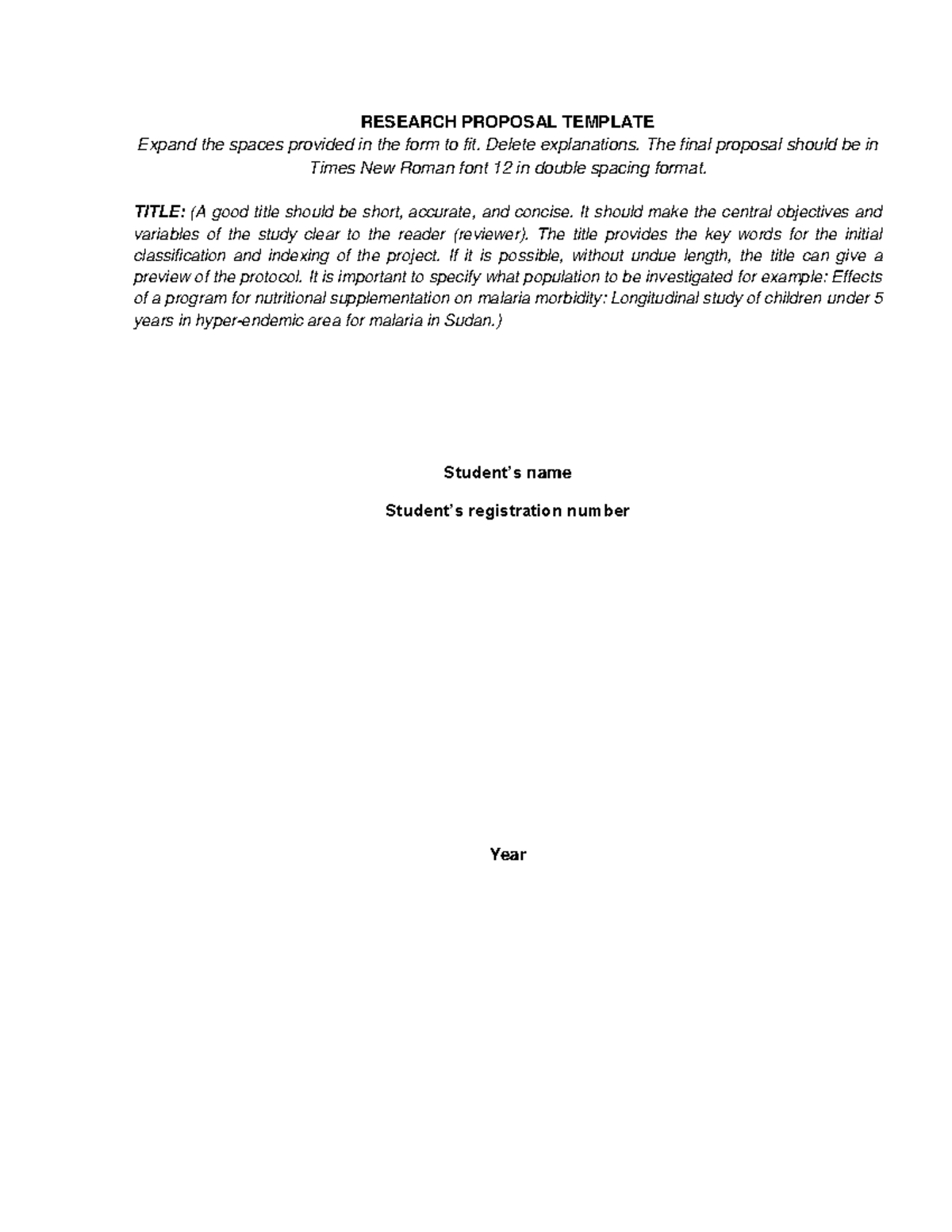 Research Proposal Template - RESEARCH PROPOSAL TEMPLATE Expand the ...