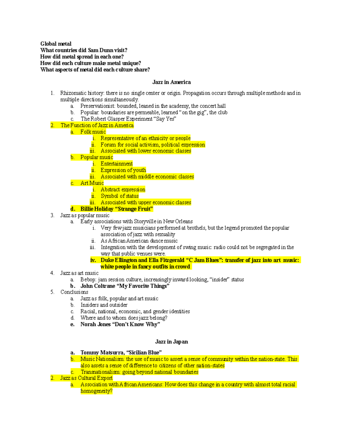 Final Exam Study Guide - Global metal What countries did Sam Dunn visit ...