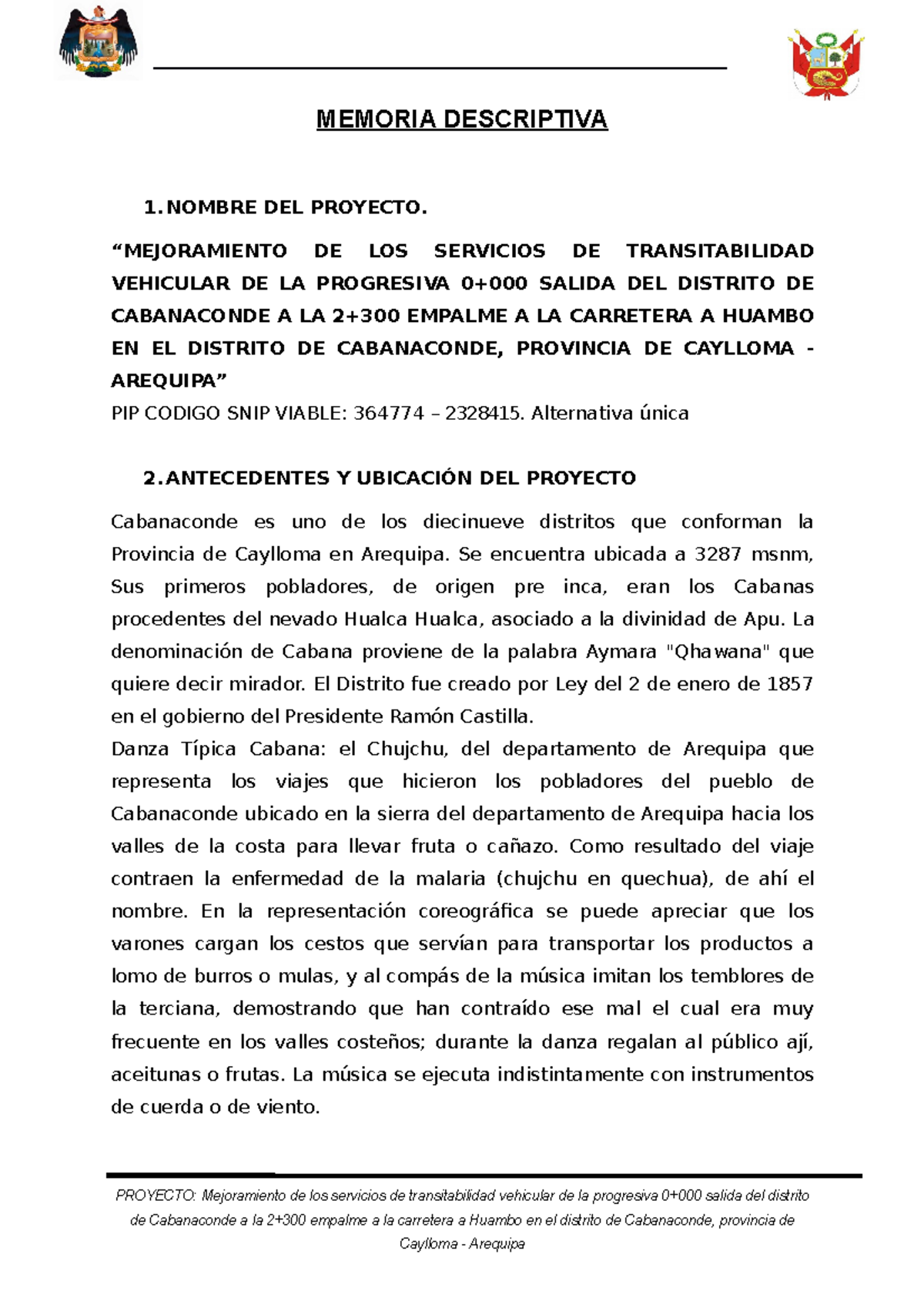 01 Memoria Descriptiva - MEMORIA DESCRIPTIVA 1. NOMBRE DEL PROYECTO ...