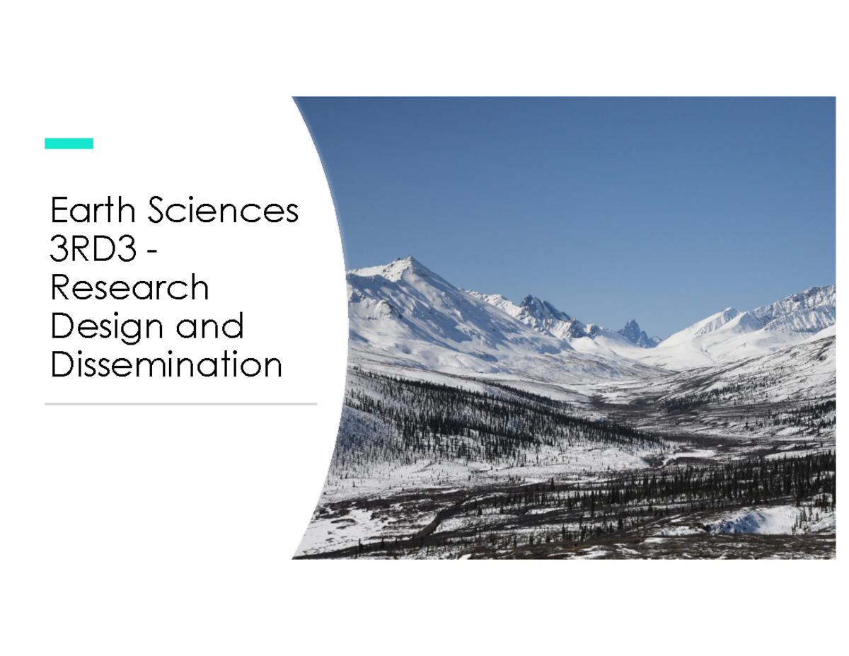 3RD3 Notes 1 -23 - Earth Sciences 3RD3 - Research Design and ...