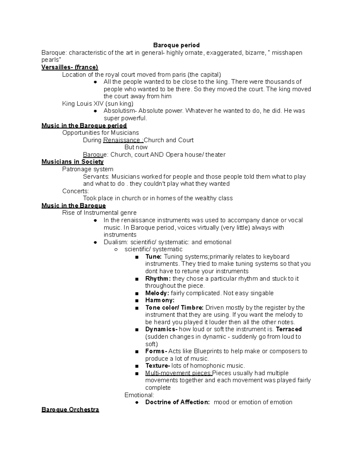 Music Test 2 - Baroque period Baroque: characteristic of the art in ...