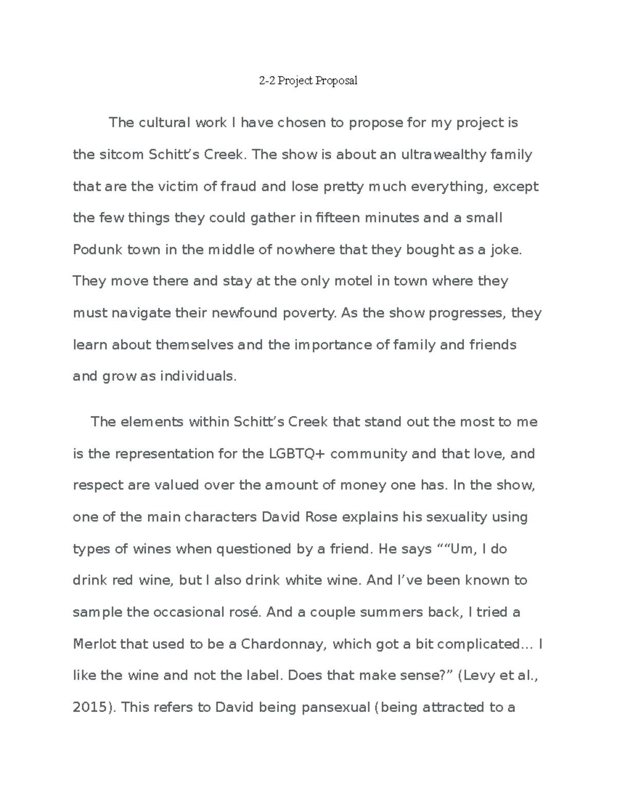 HUM100 2-2 Project Proposal - 2-2 Project Proposal The cultural work I ...