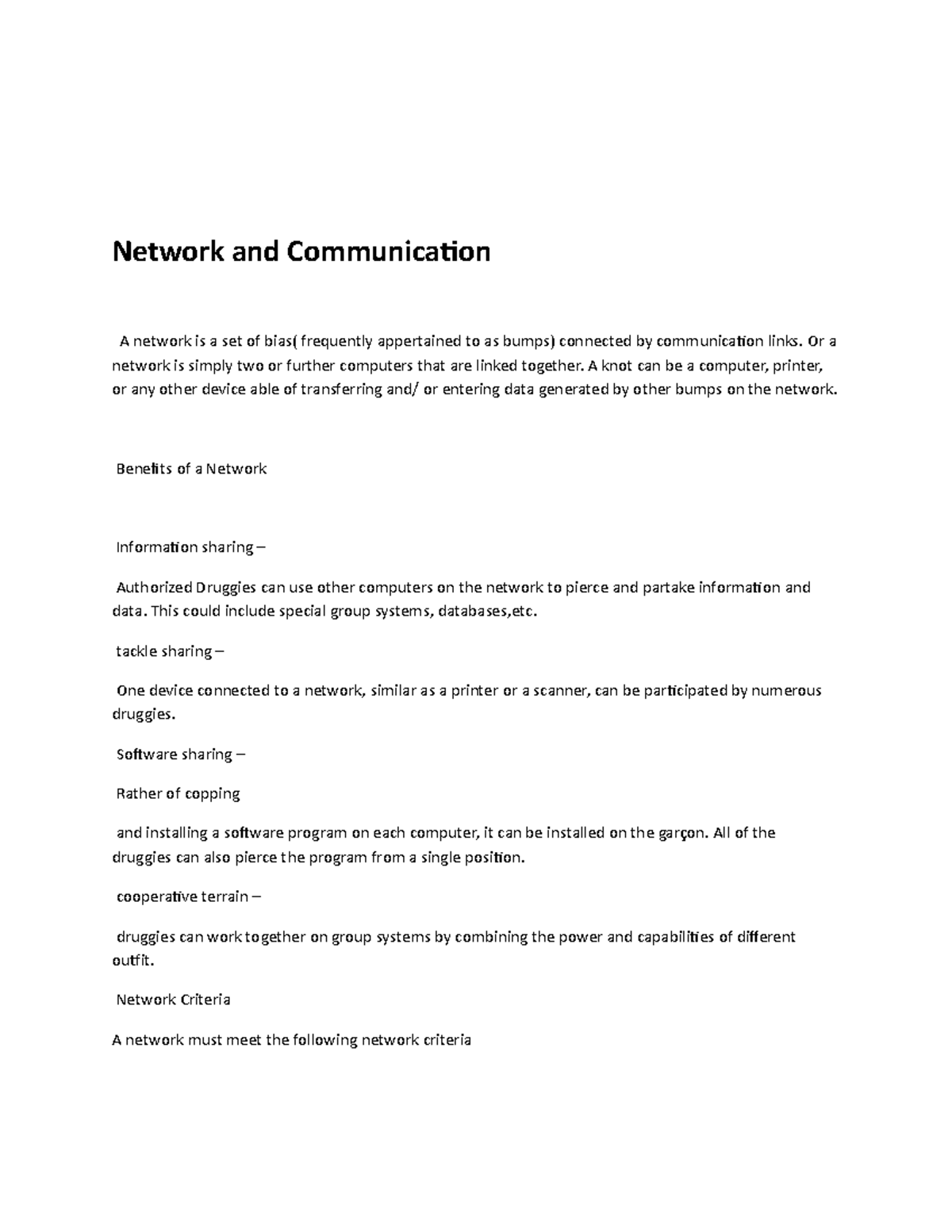 Network and Communication note - Network and Communication A network is ...