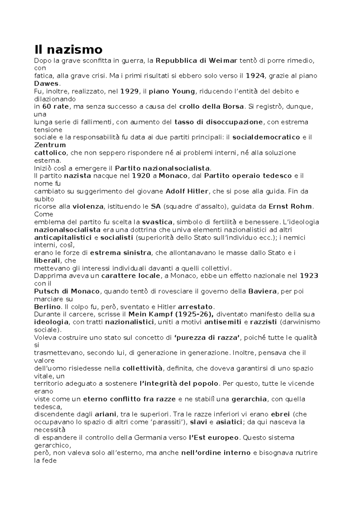 Il nazismo - Il nazismo Dopo la grave sconfitta in guerra, la ...