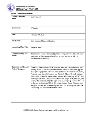 Evaluating Lesson Plans for Elementary Teachers - Evaluating Lesson ...