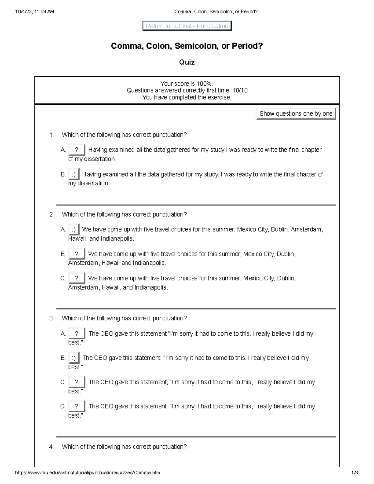 Comma, Colon, Semicolon, or Period - 10/4/23, 11:09 AM Comma, Colon ...