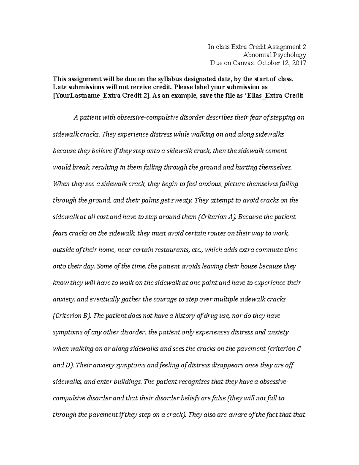 Extra credit 2 - This is an assignment for the class - In class Extra ...