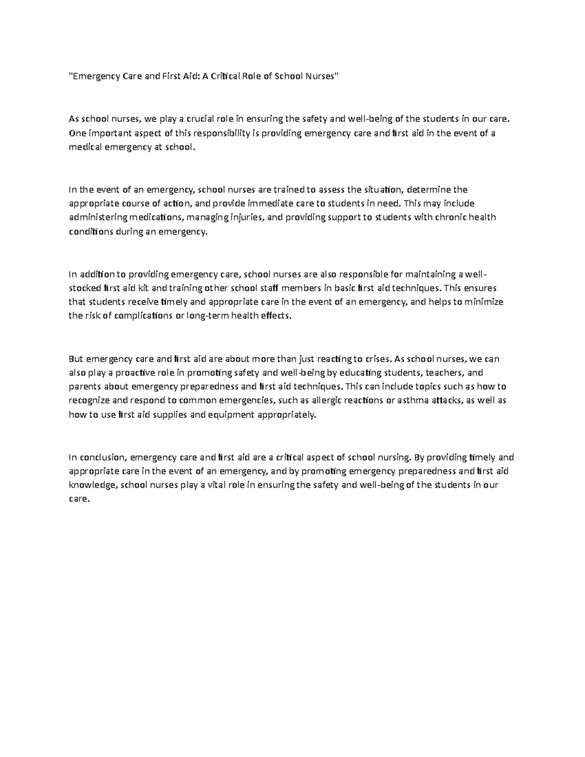 Emergency Care and First Aid - "Emergency Care and First Aid: A ...