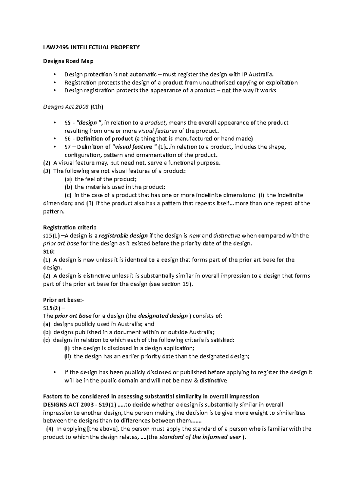 LAW2495 Intellectual Property Design Road Map - LAW2495 INTELLECTUAL ...