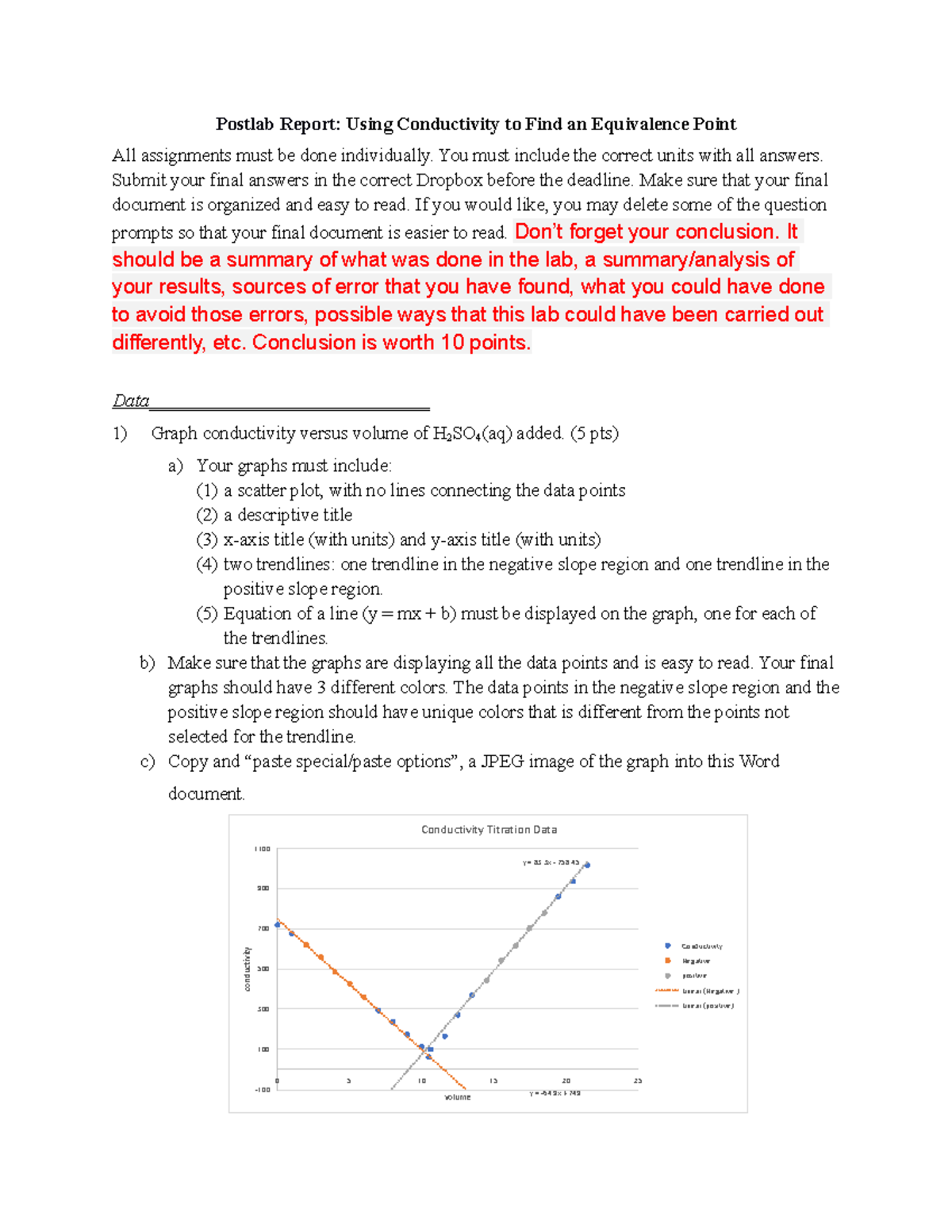 Postlab report 8 Conductivity - Postlab Report: Using Conductivity to ...