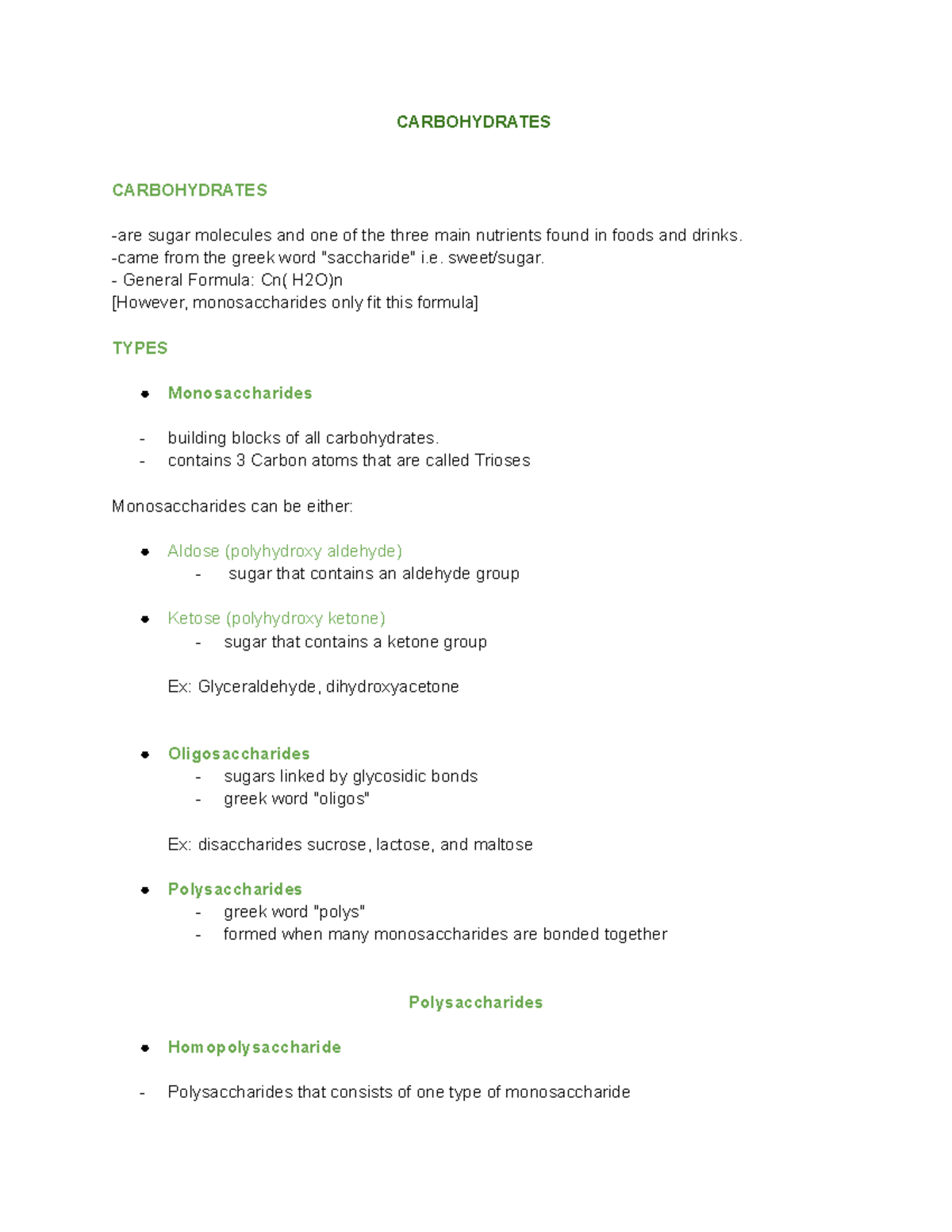 Carbohydrates - this is for biochemistry - CARBOHYDRATES CARBOHYDRATES ...