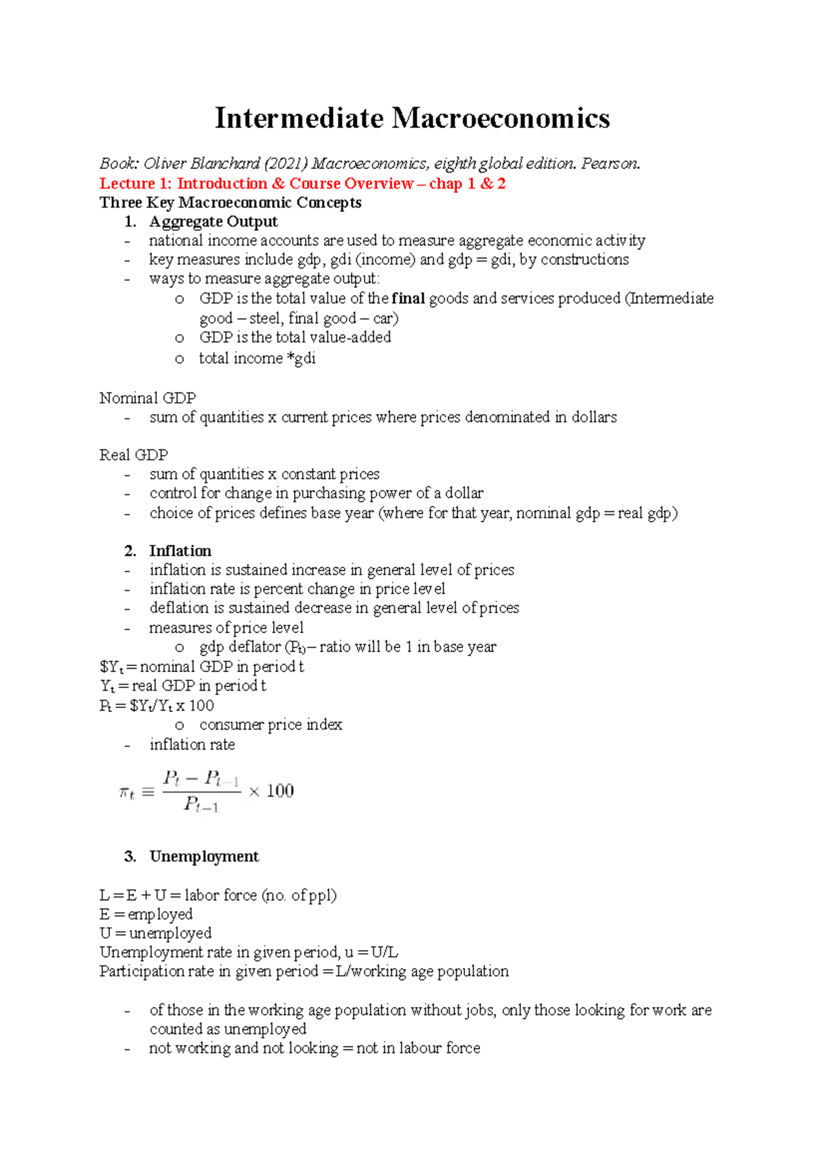Intermediate Macroeconomics Notes - Intermediate Macroeconomics Book ...