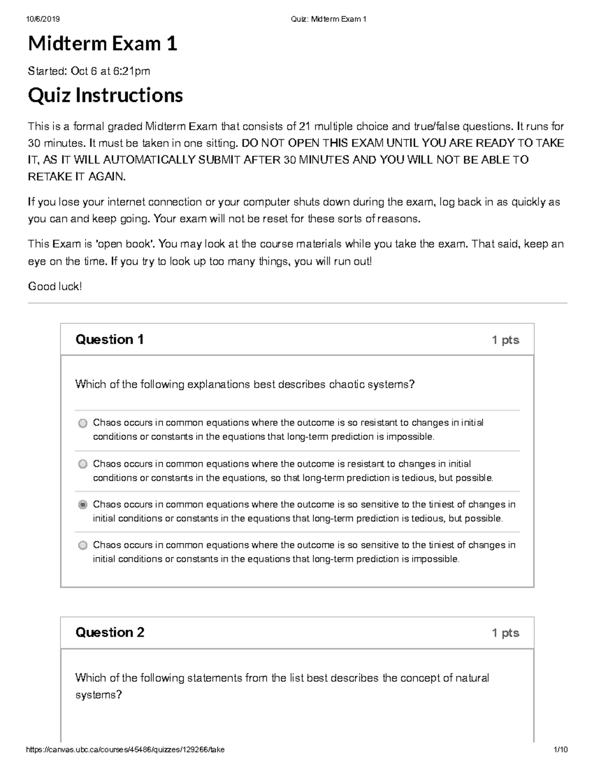 EOSC 310 mt1 prep - mt1 - Midterm Exam 1 Started: Oct 6 at 6:21pm Quiz ...