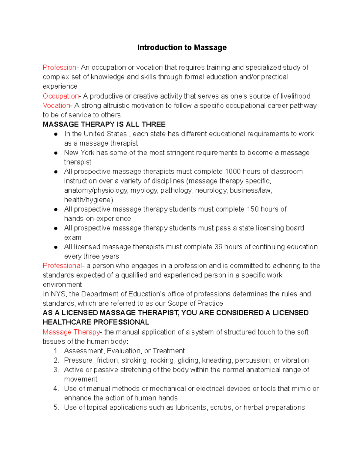 Intro to Massage Lecture 1 - Introduction to Massage Profession- An ...