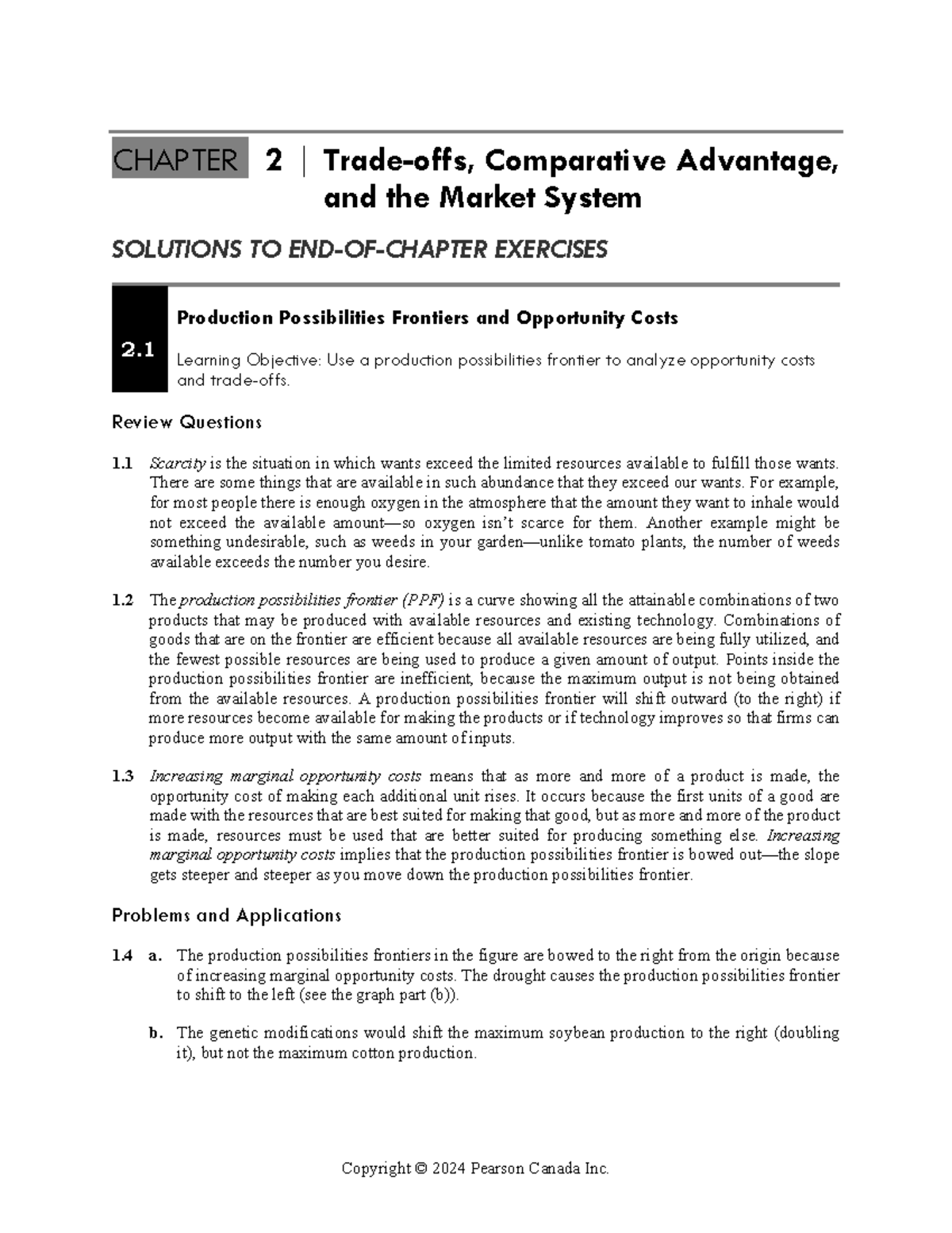 Chapter 2 - textbook answers - CHAPTER 2 | Trade-offs, Comparative Advantage, and the Market ...