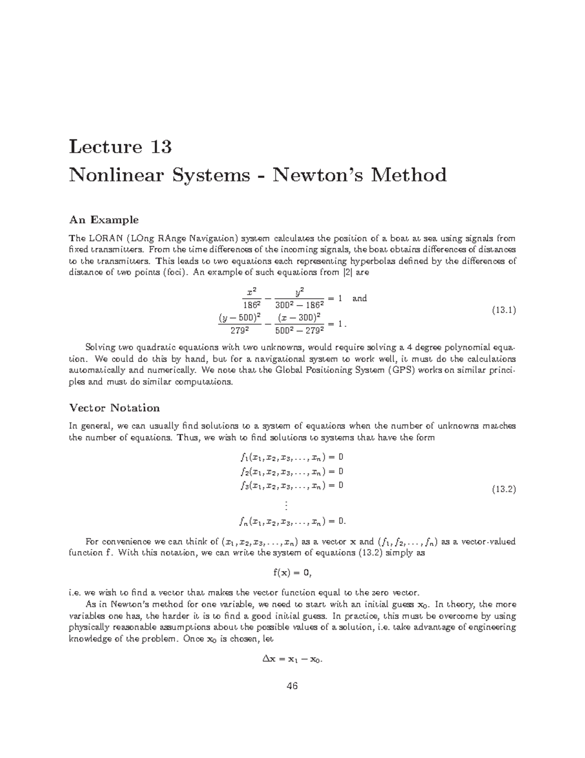 Lecture 13 MATH 3600 Spring 2015 - Lecture 13 Nonlinear Systems ...
