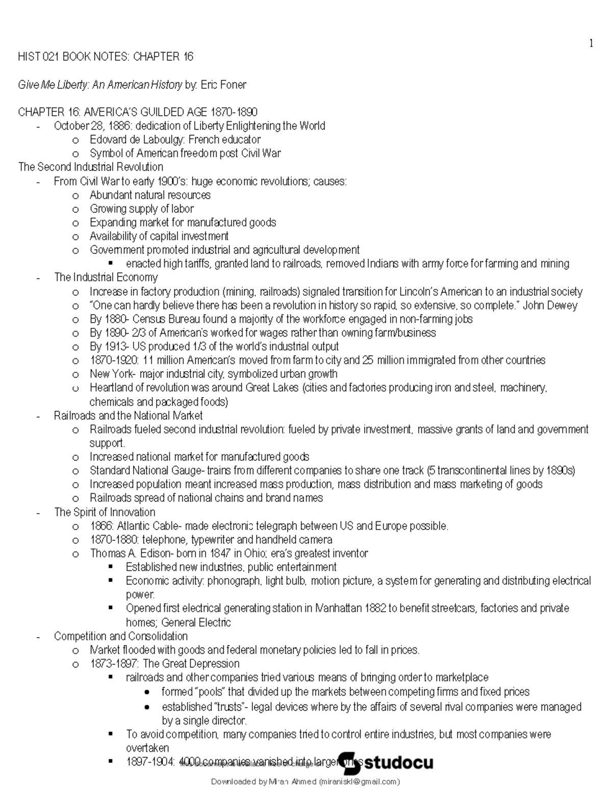 Chapter 16 Give Me Liberty 6 HIST 021 BOOK NOTES CHAPTER 16 Give Me