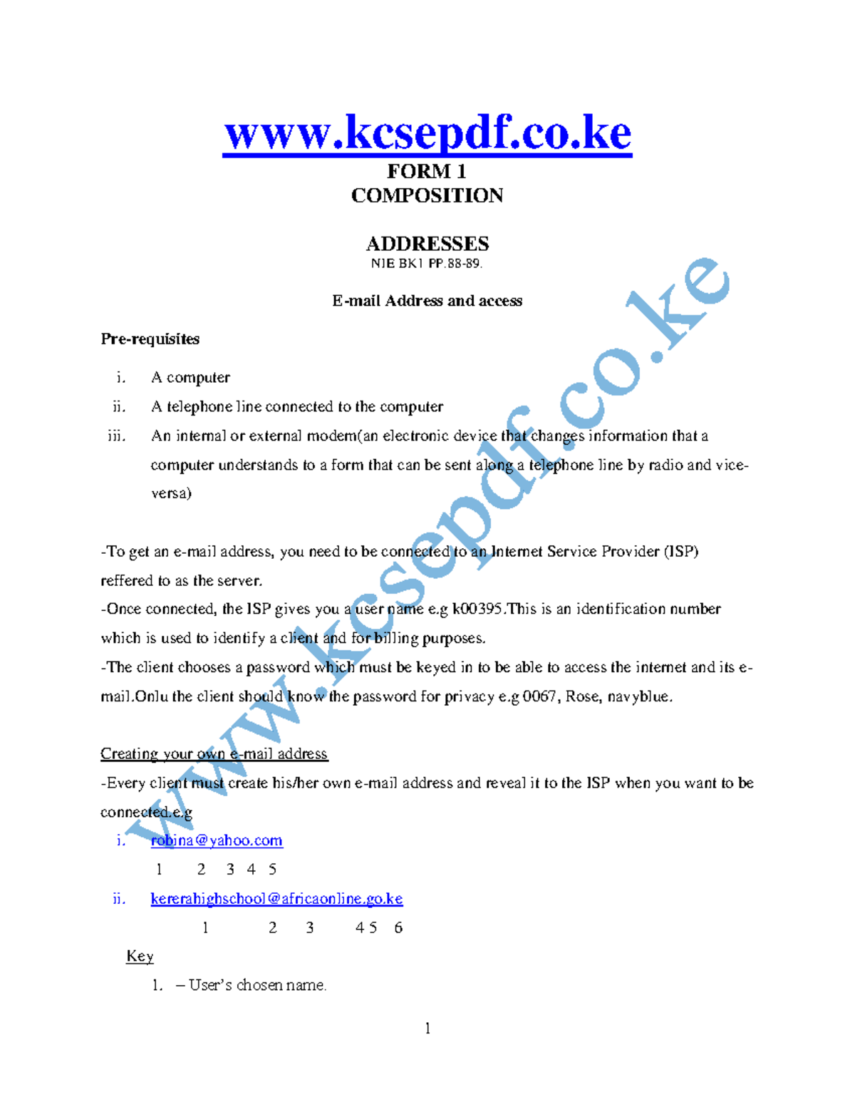 Functional Writing Notes Form 1 to 4 - kcsepdf.co ####### FORM 1 ...