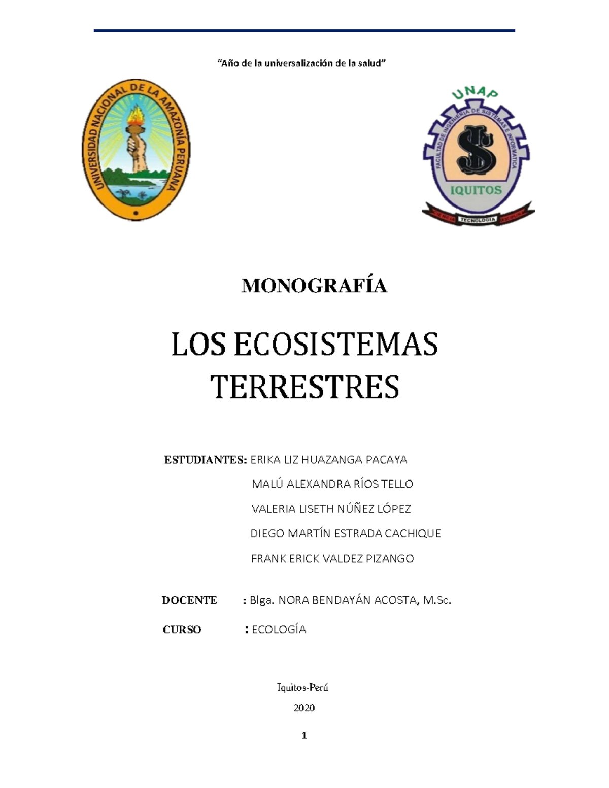 Monografía - Ecosistemas Terrestres - MONOGRAFÍA LOS ECOSISTEMASLOS ...