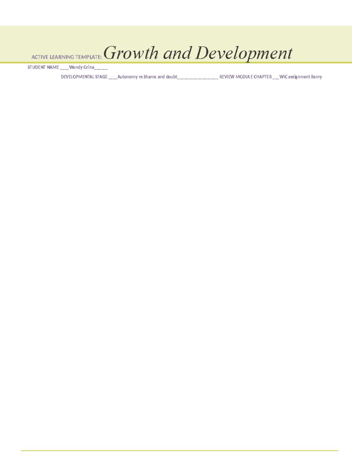 ATI Growth and Development Chart - ACTIVE LEARNING TEMPLATE: Growth and ...
