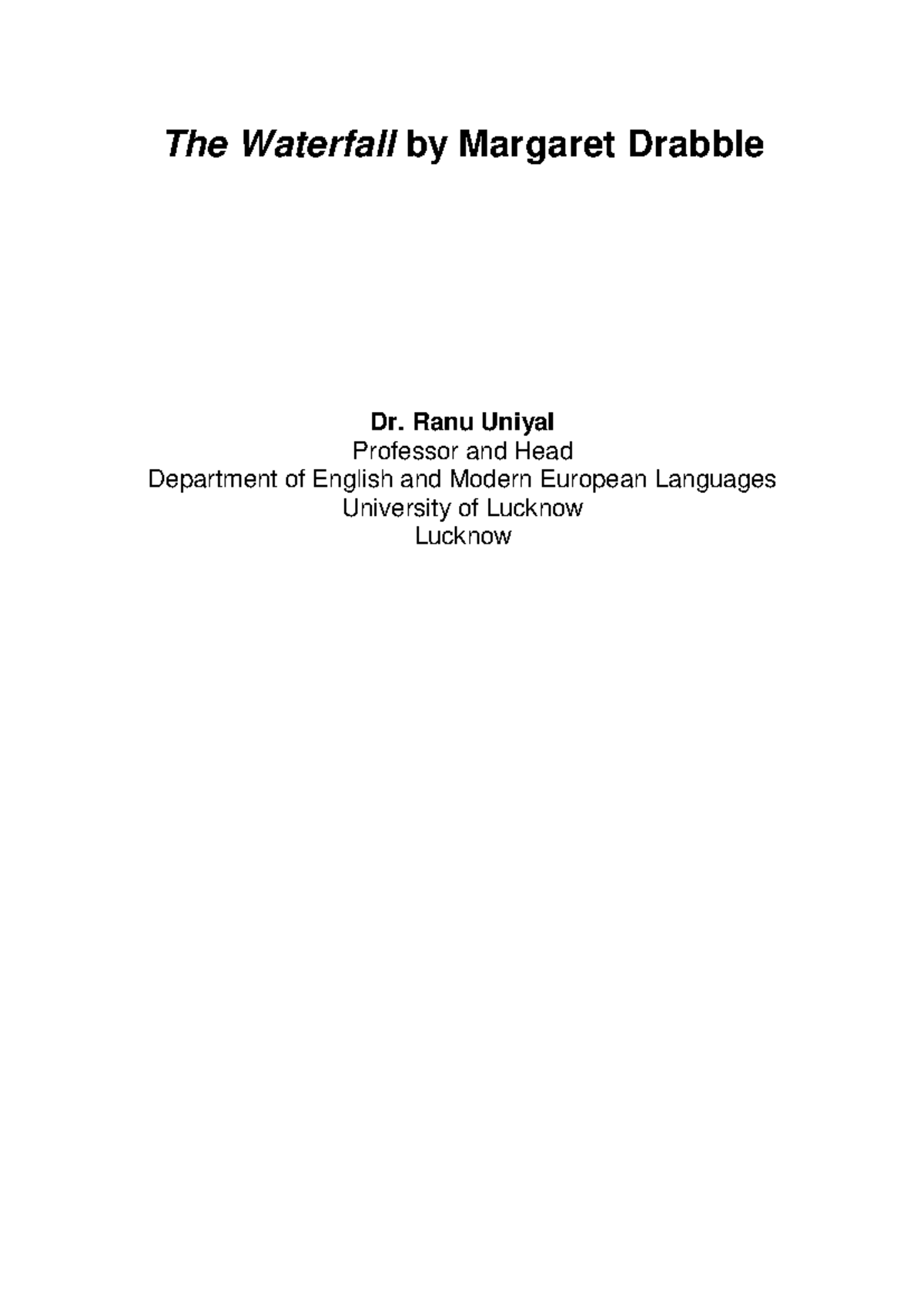 The Waterfall' - Notes of VAC Ecology and literature - The Waterfall by ...