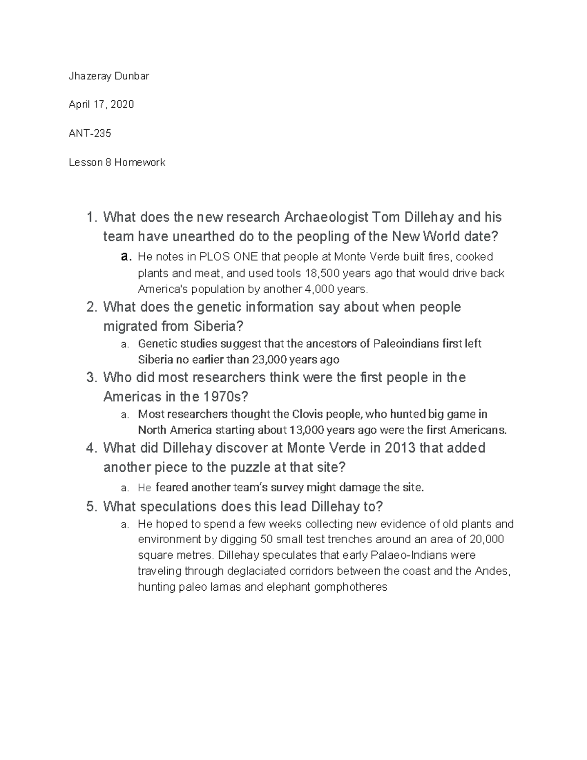 Lesson 8 Homework - Jhazeray Dunbar April 17, 2020 ANT- Lesson 8 ...