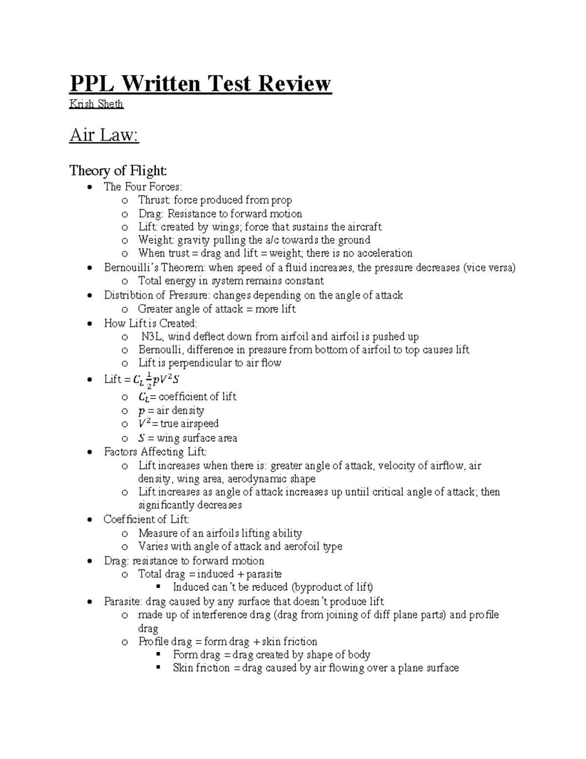 PPL Written Test Review - PPL Written Test Review Krish Sheth Air Law ...