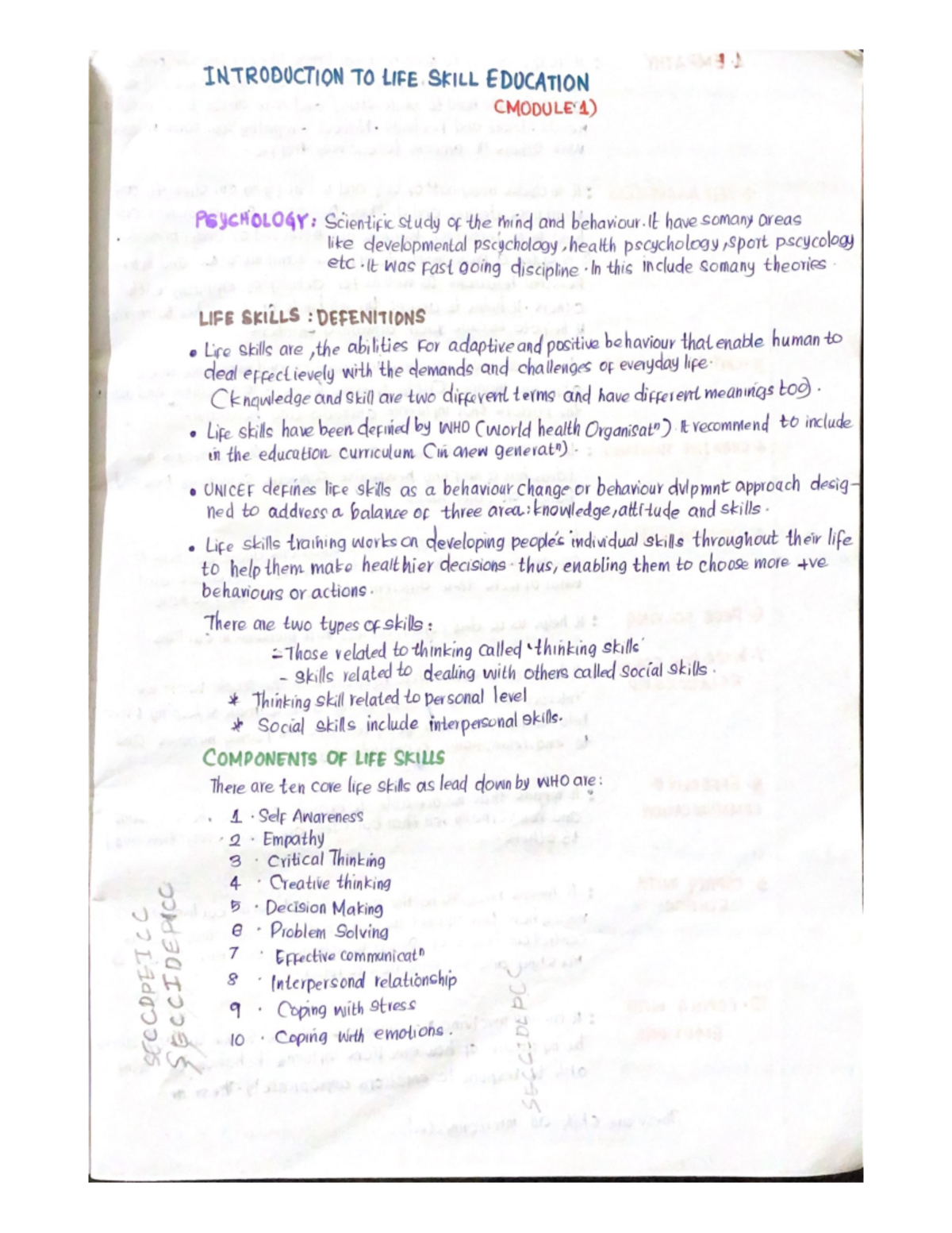 Introduction TO LIFE Skill Education - Introduction to psychology - Studocu