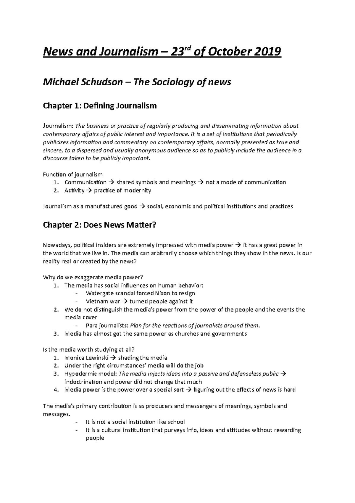 News and Journalism Summary - News and Journalism – 23 rd of October ...