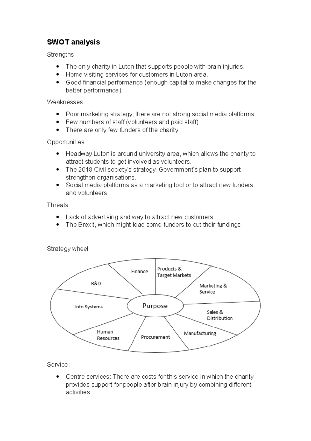 SWOT-analysis - SWOT analysis Strengths The only charity in Luton that ...