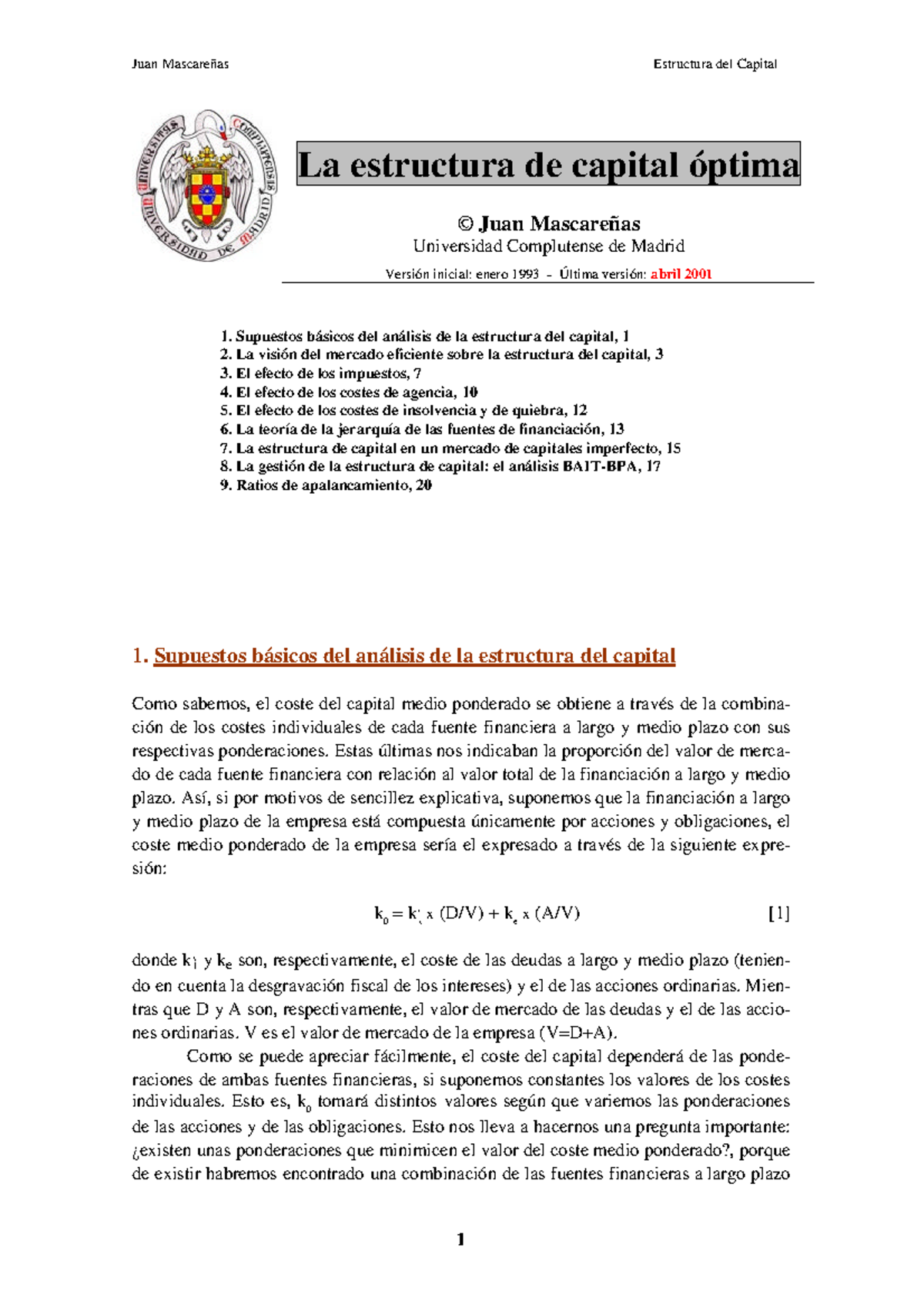 Estructura de capital - Resumen gerencia - La estructura de capital ...