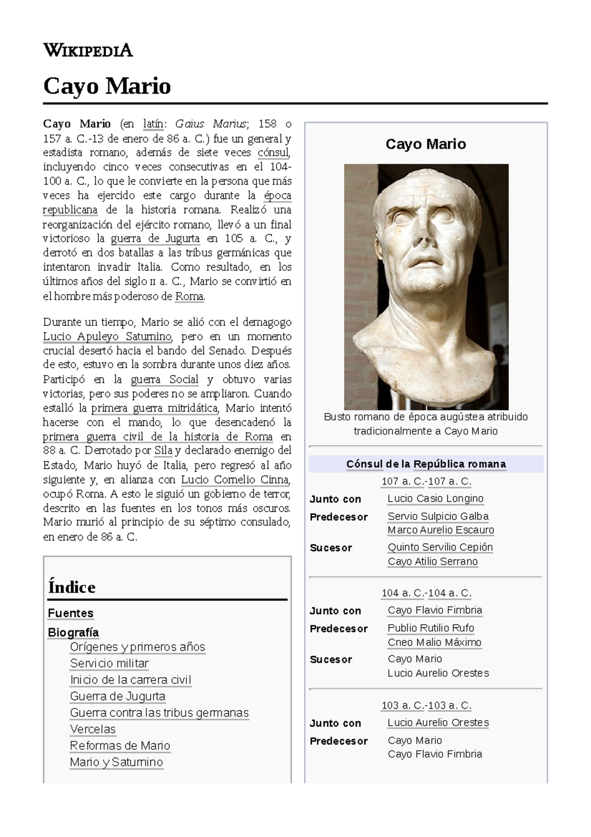 Cayo Mario - Cayo Mario Busto romano de época augústea atribuido ...