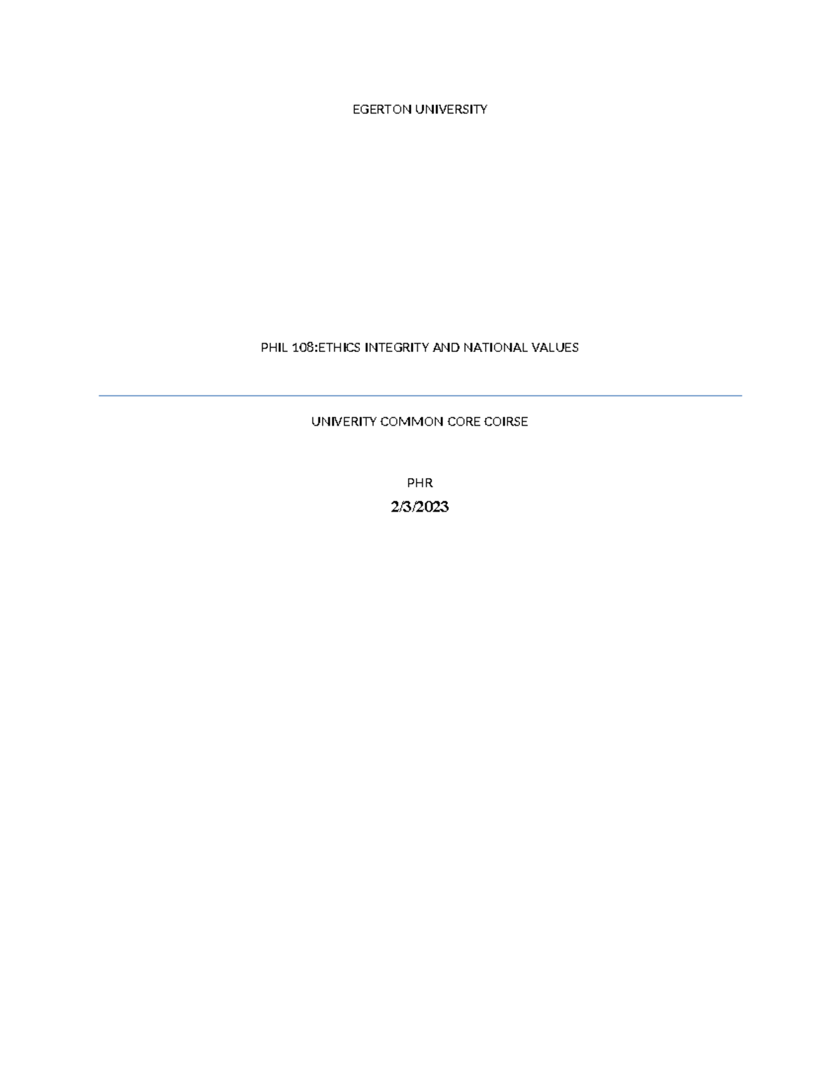 DOC-20231001-WA0008 - Common core unit - EGERTON UNIVERSITY PHIL 108 ...
