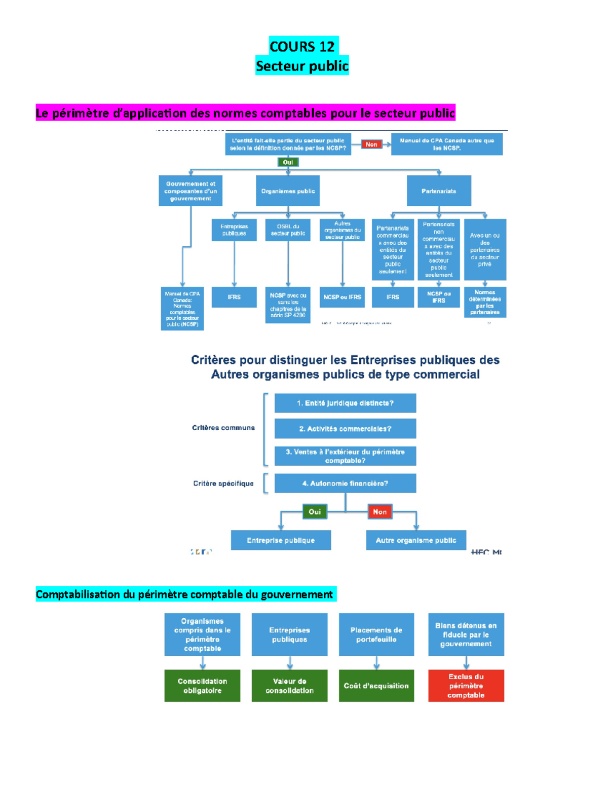 Cours 12 - Secteur public - COURS 12 Secteur public Le périmètre d’application des normes ...