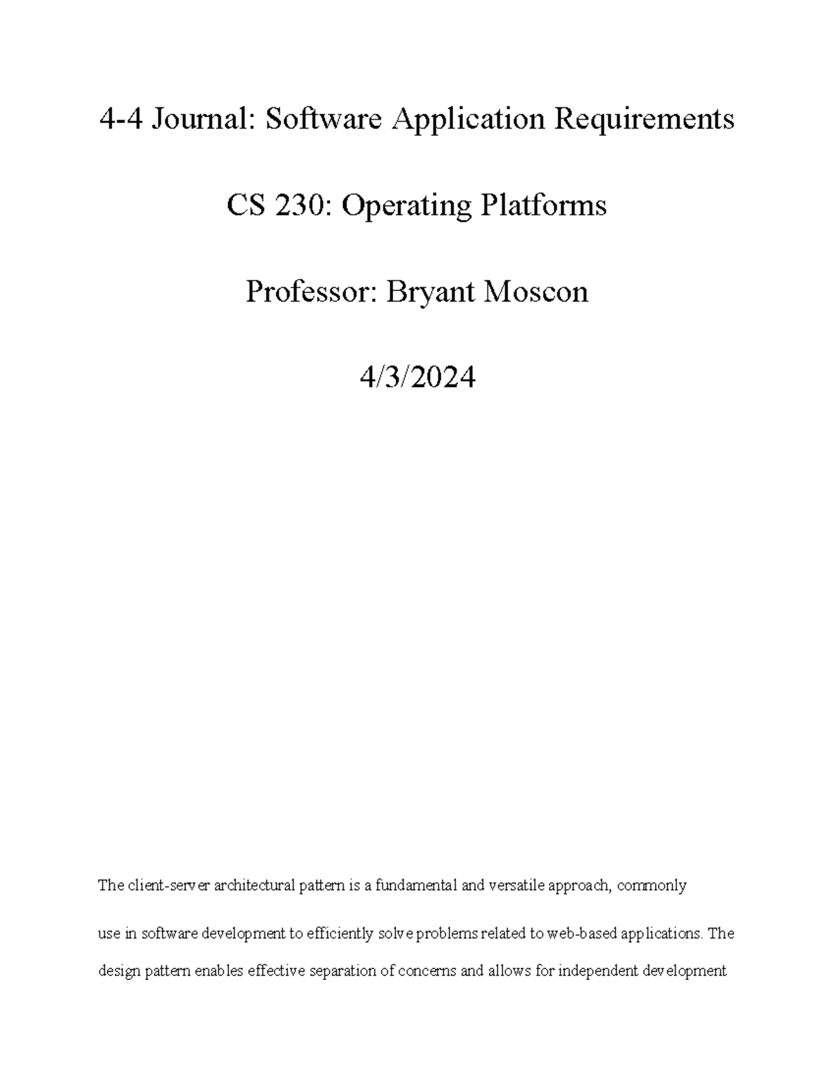 Journal - The design pattern enables effective separation of concerns ...